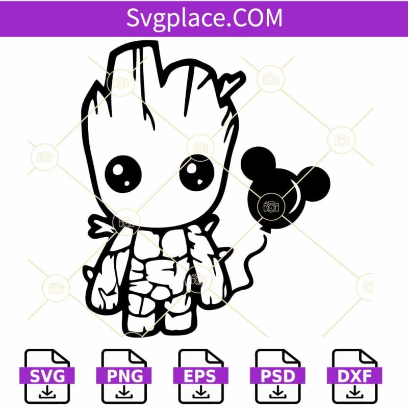 Baby Groot with Mickey Ballon SVG, Baby Groot SVG, Guardian Of The ...