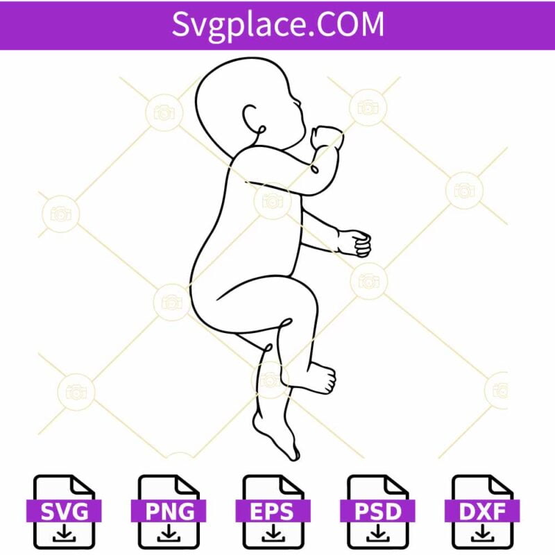 Baby boy line art SVG, Newborn Line Drawing svg, Baby Line Art svg