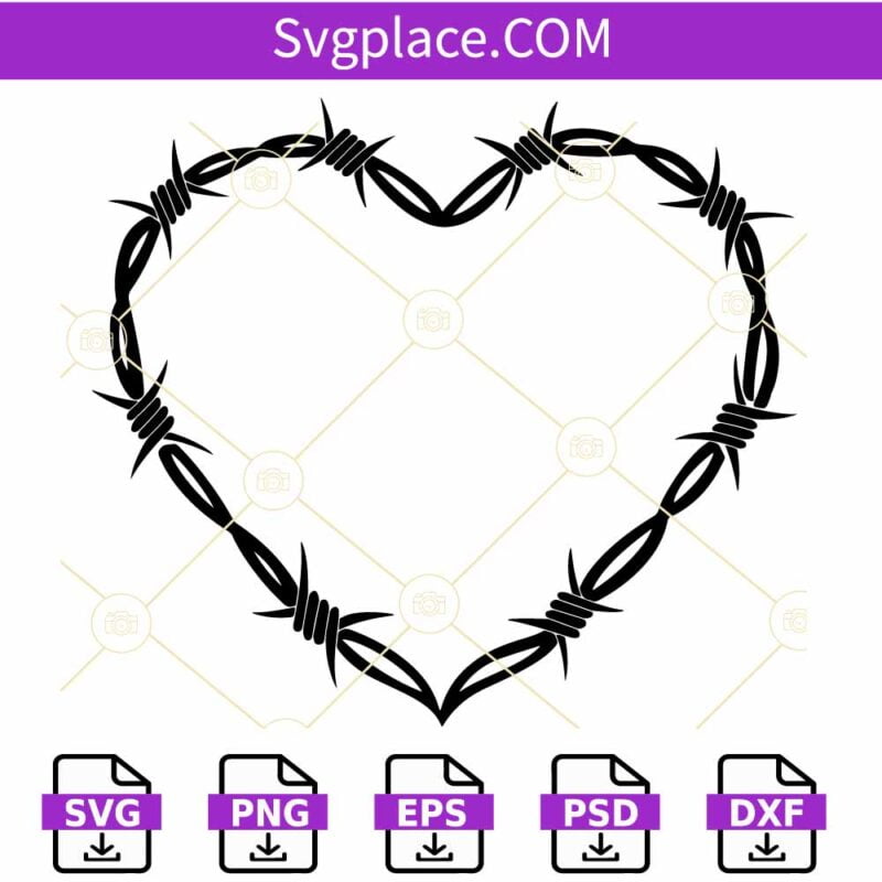 Barbed wire heart SVG, Love svg, Heart Frame svg, Love Wire SVG, Barbed ...
