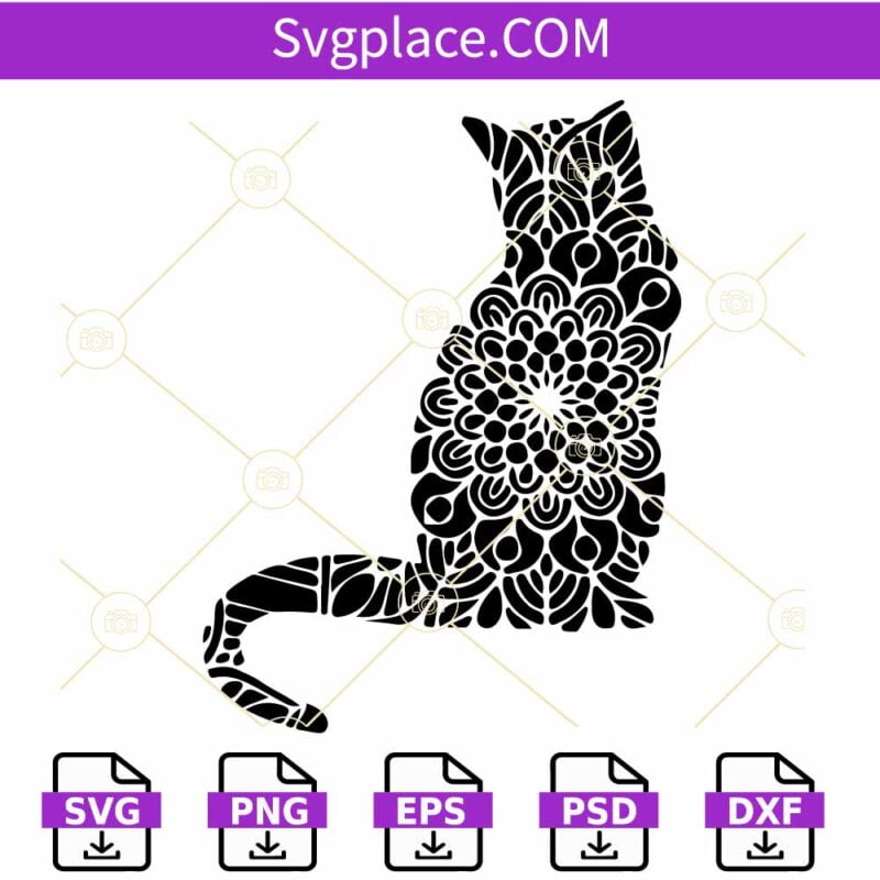 Mandala cat SVG, Cat Mandala Svg, Mandala Cat png, Cute cat svg ...