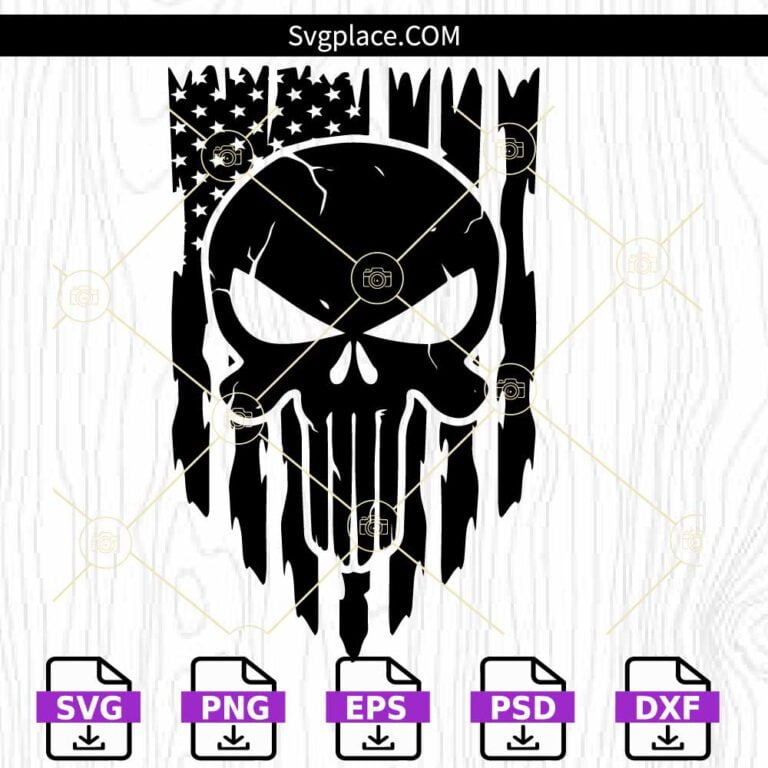 Punisher skull US flag SVG, punisher flag SVG, US punisher skull SVG