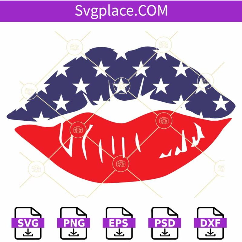 4th Of July lips svg, Flag lips Svg, Patriotic lips Svg, 4th of July ...