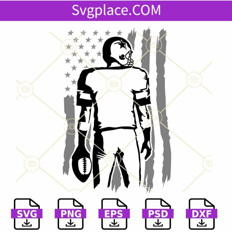 American football player distressed US flag svg, American football svg ...