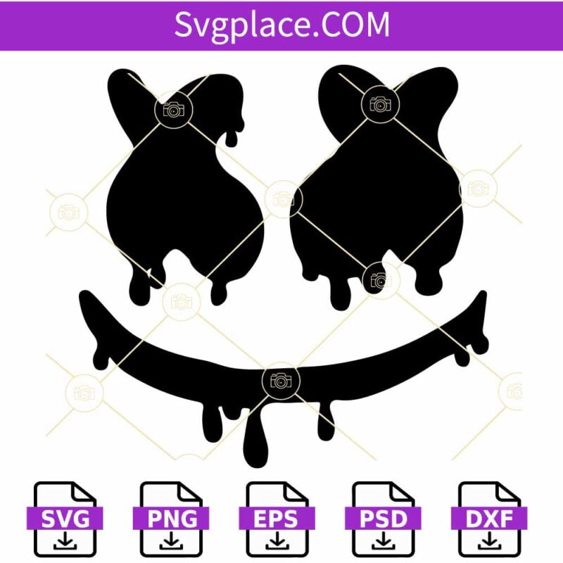 Dripping Marshmello face SVG, Dj Marshmello Face Svg, Marshmello Drip Svg