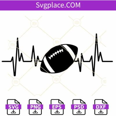 Football heartbeat svg, Football Heart Line svg, Football EKG Svg, Love ...