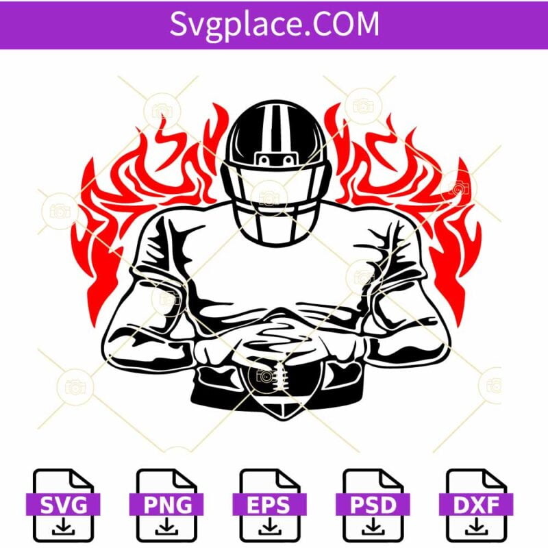 Football player in flames SVG, Football Player Outline SVG, Football ...