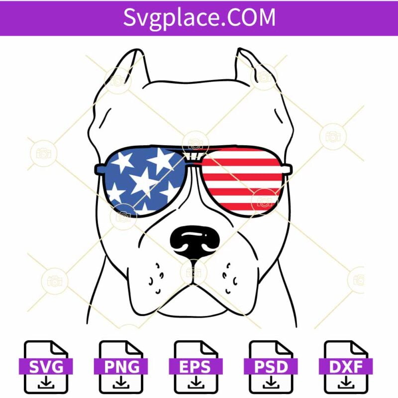 July 4th pitbull svg, Pitbull Fourth of July SVG, Pitbull American Flag Svg