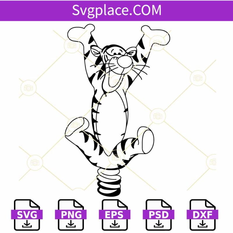 Bouncing Tiger SVG, Tigger SVG, Tigger Clip Art SVG, Tigger SVG fileS ...