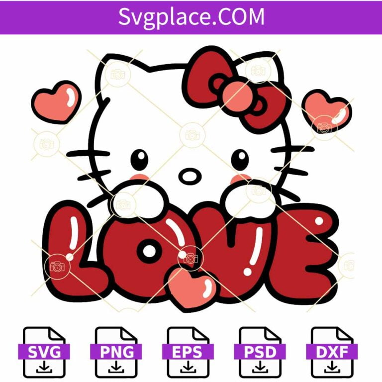 Hello Valentine Kitty SVG, Valentine SVG, Hello Kitty Valentine Clipart SVG