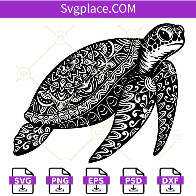 Turtle mandala SVG, Mandala Svg, Turtle Svg, Turtle Zentangle Svg ...