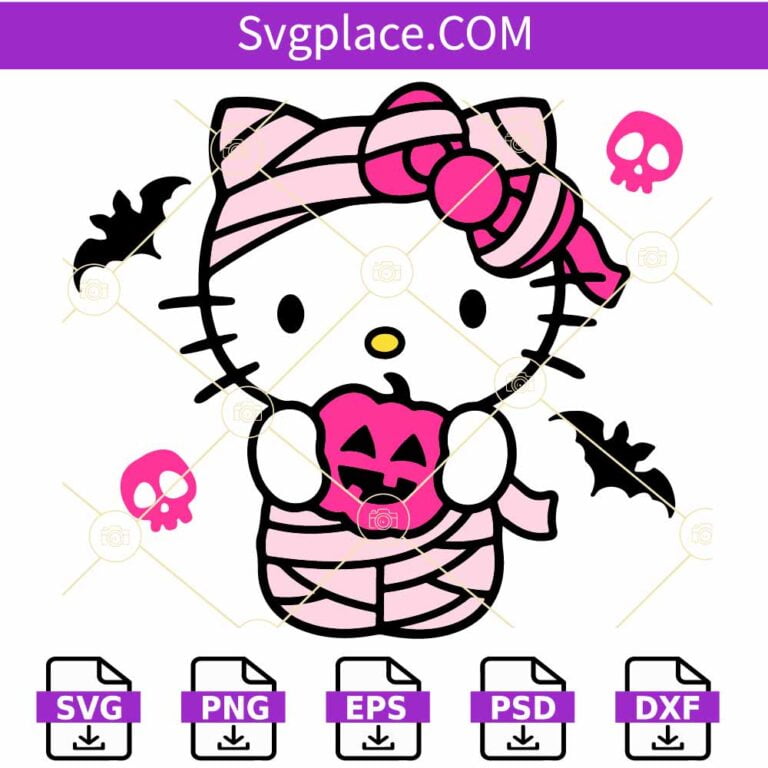 Halloween Mummy Hello Kitty SVG, Kitty Mummy SVG, Pink Mummy Hello ...