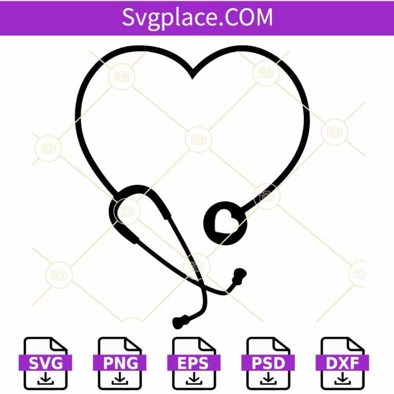 Stethoscope Heart SVG, Heart Stethoscope SVG, Stethoscope Svg, Nurse ...