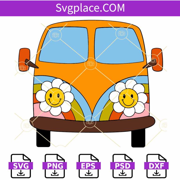 Volkswagen Retro Groovy SVG, Volkswagen Hippie bus SVG, VW hippie bus